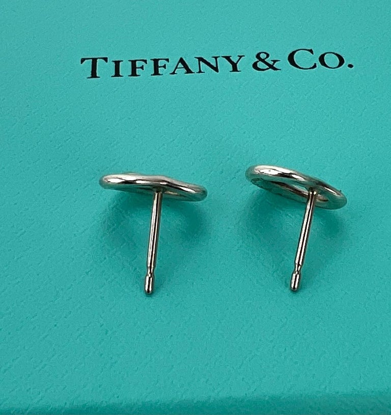 TIFFANY Open Heart Stud Earrings in Sterling Silver 925 Elsa Peretti For Sale at 1stDibs