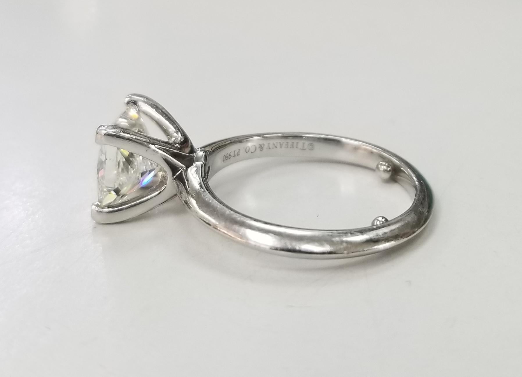 Tiffany and Co. Platinum Princess Cut Diamond Classic Knife Edge Ring ...
