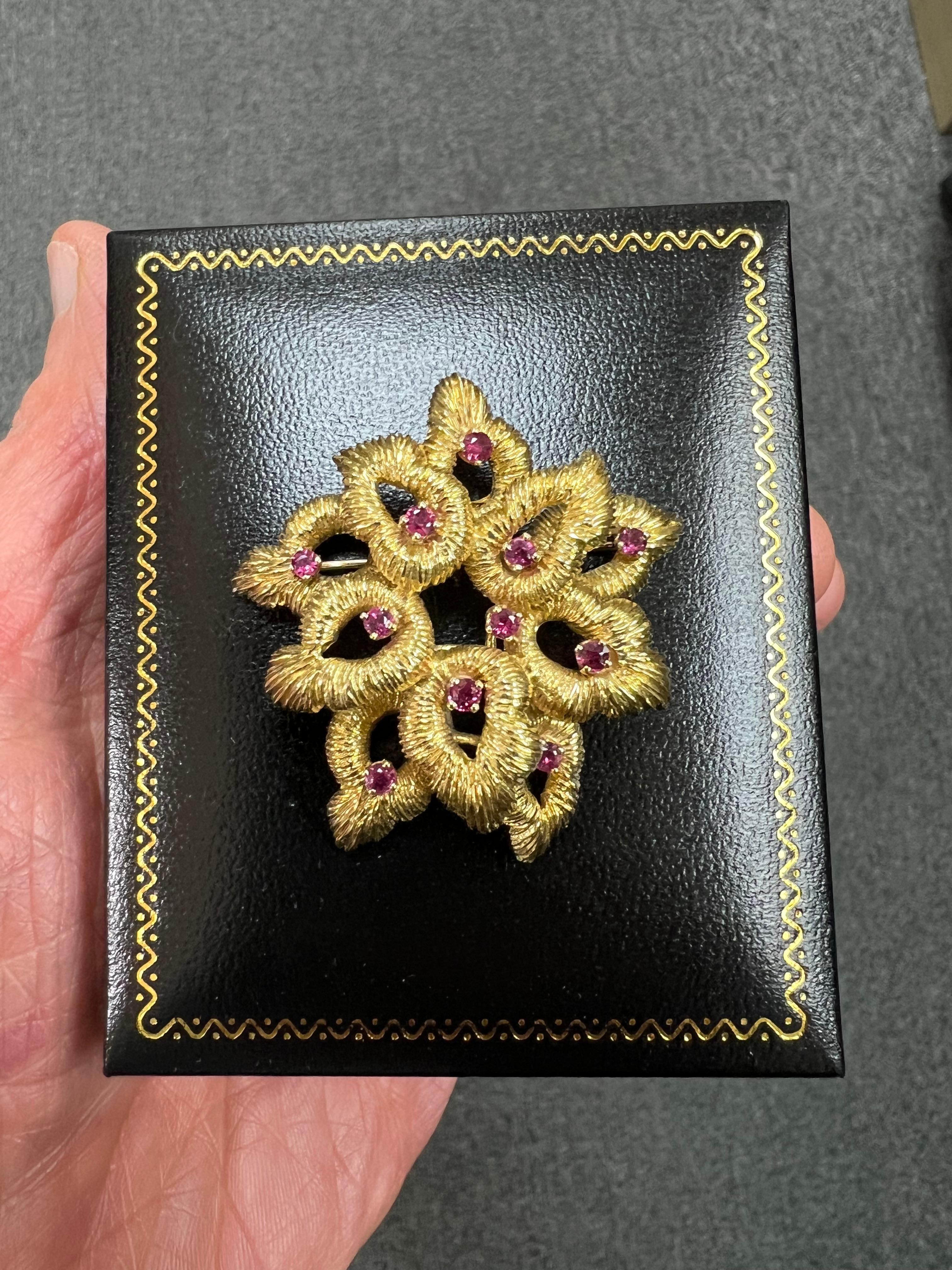 Tiffany and Co. Ruby Yellow Gold Abstract Brooch Circa 1960s For Sale ...