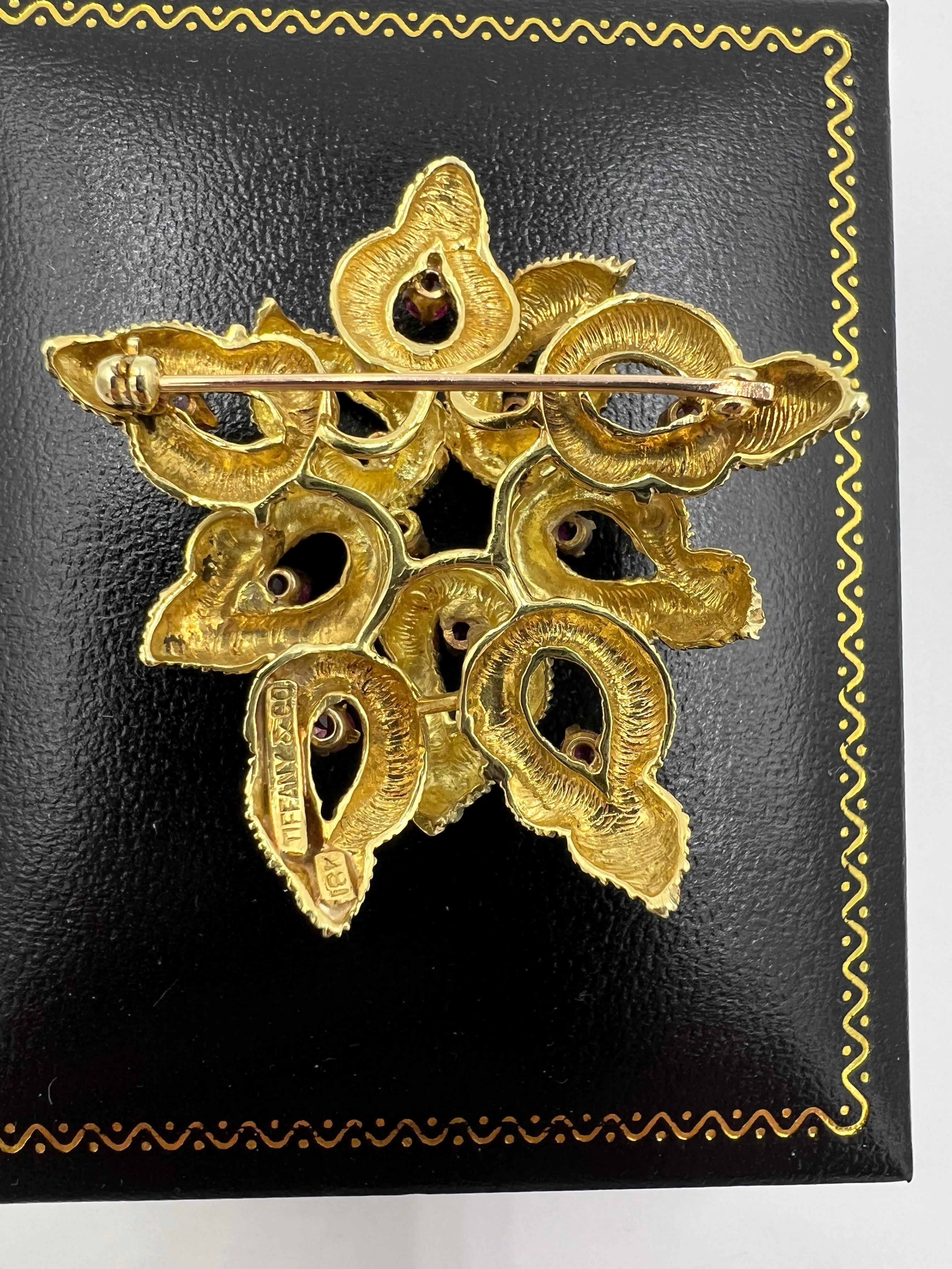 Tiffany and Co. Ruby Yellow Gold Abstract Brooch Circa 1960s For Sale ...