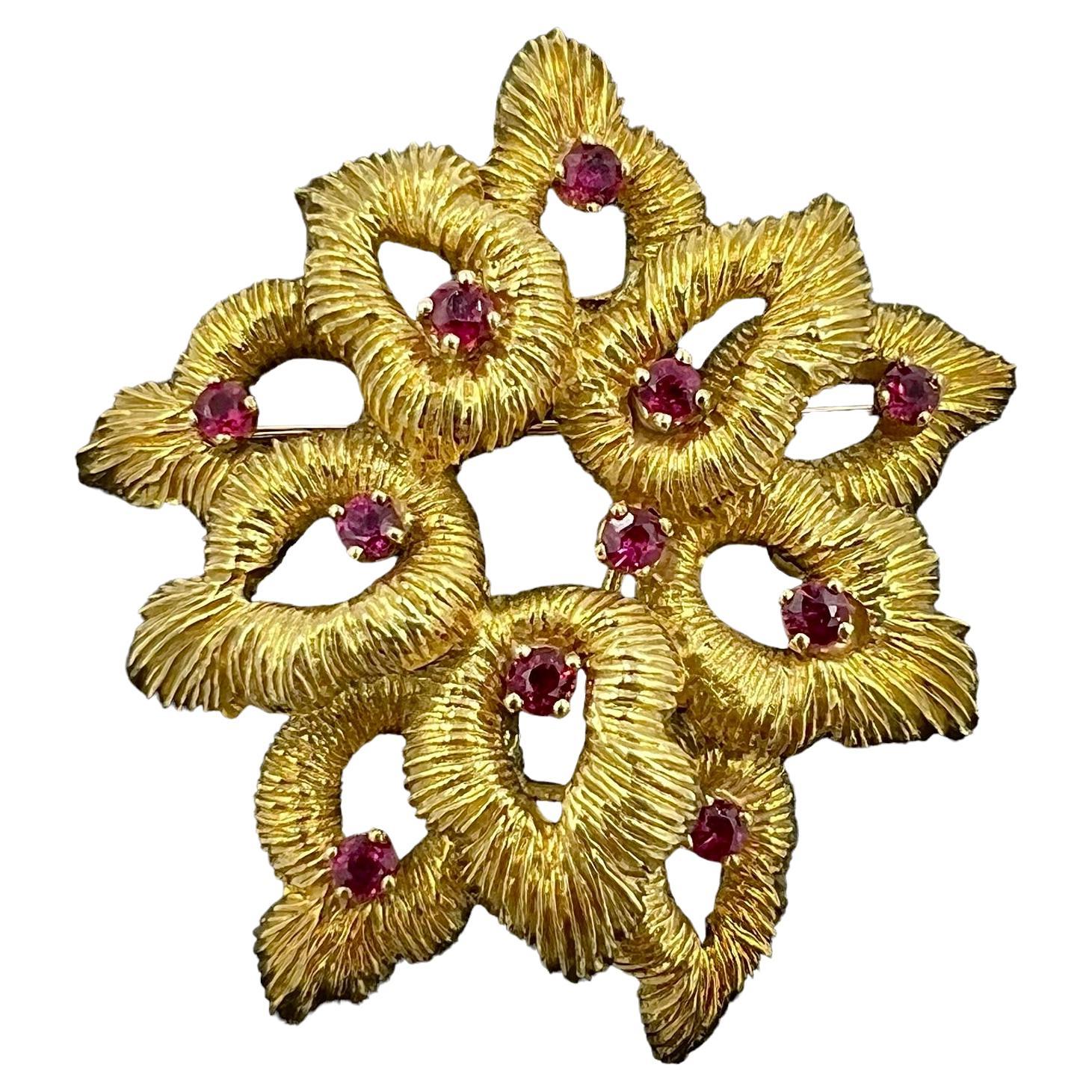 Ruby Diamond Gold Polo Player Brooch, circa 1960 For Sale at 1stDibs
