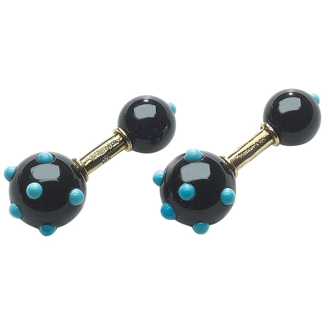 Tiffany and Co. Schlumberger Black Enamel Gold Cufflinks at 1stDibs