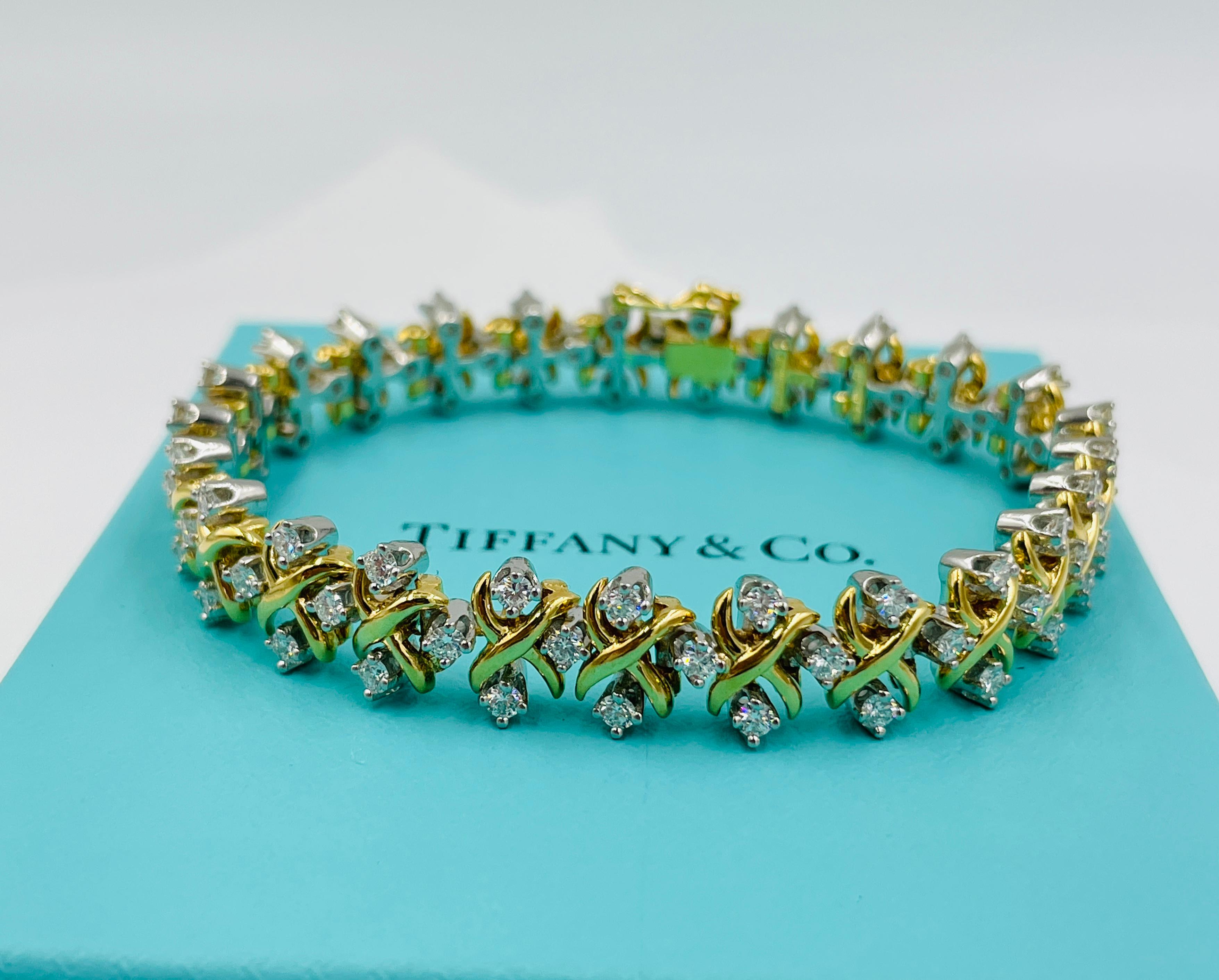 Tiffany and Co. Schlumberger Diamond Yellow Gold Platinum Bracelet For ...