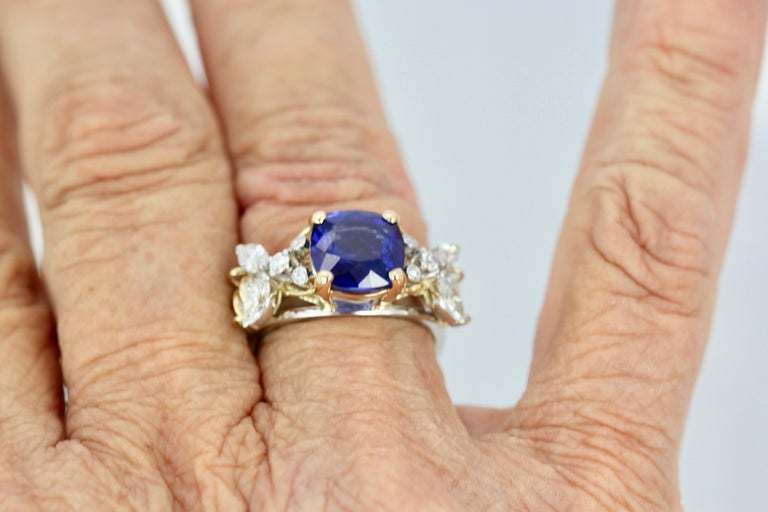 Tiffany and Co. Schlumberger Double Bee Ring with Blue Sapphire ...