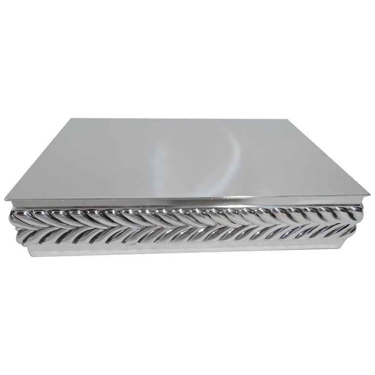 Tiffany Sterling Silver Box with Bold Wave Edge Ornament For Sale at ...