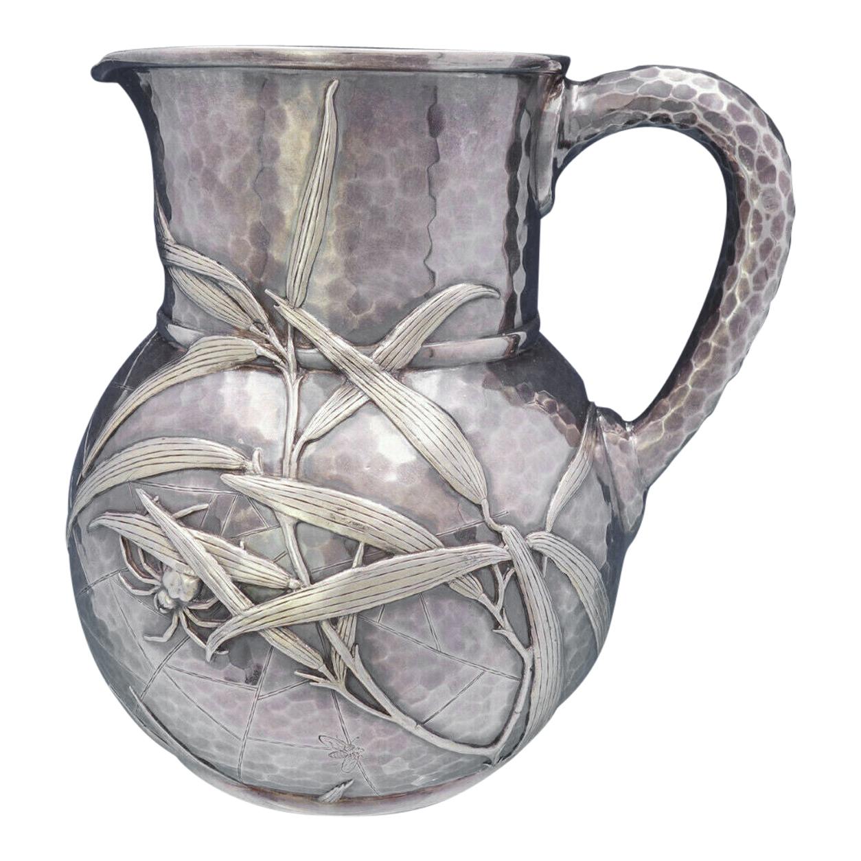 Tiffany Sterling Silver Water Pitcher Applied Spider Aesthetic 4706/ ...