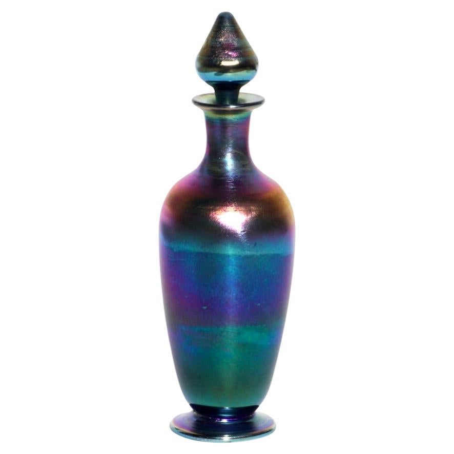 Tiffany Studios Blue Iridescent Favrile Perfume Bottle With Stopper For ...