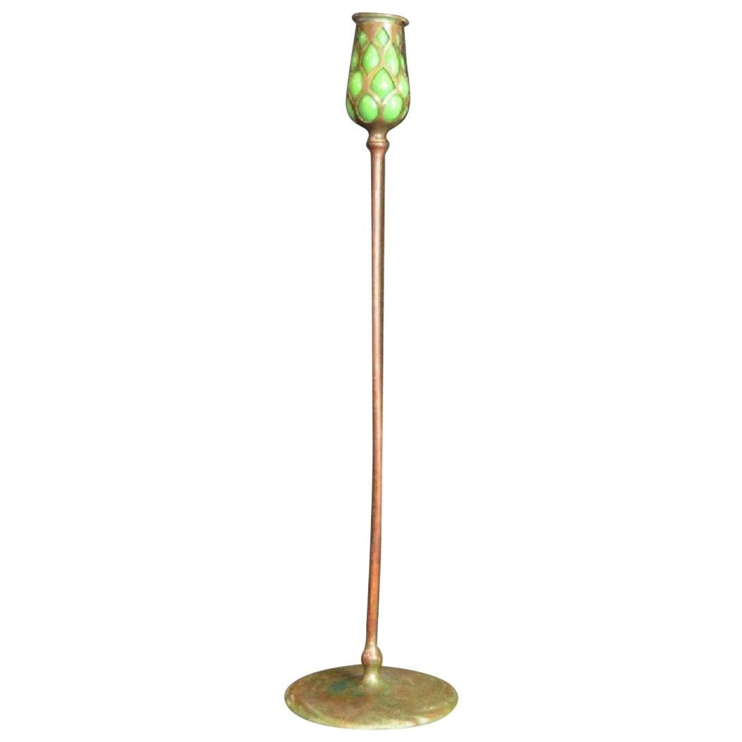 Tiffany Studios Bronze and Glass Candlestick For Sale at 1stDibs