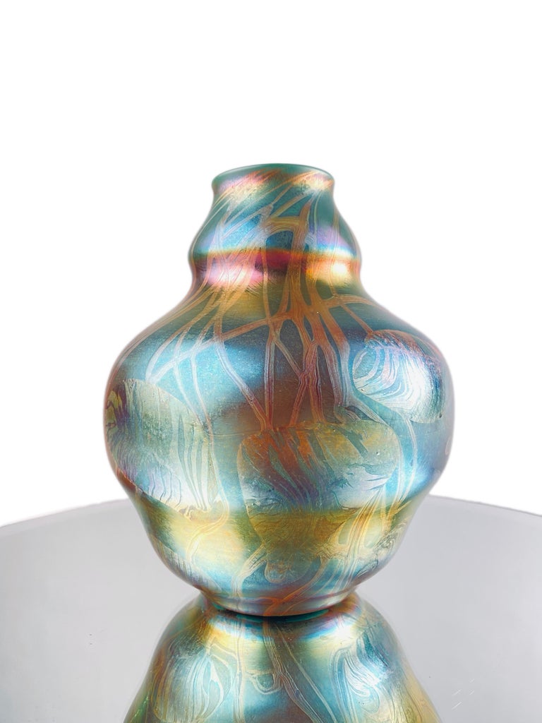 Tiffany Studios Favrile Glass Decorated Leaf and Vine Vase For Sale at ...
