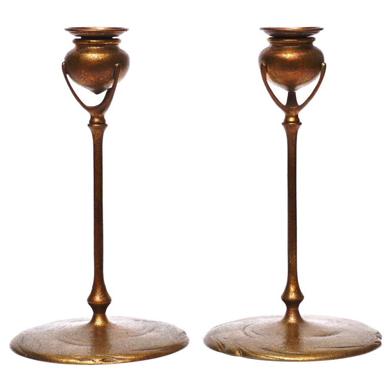 Tiffany Studios Gilt Bronze Puddle Candlesticks at 1stDibs | tiffany ...