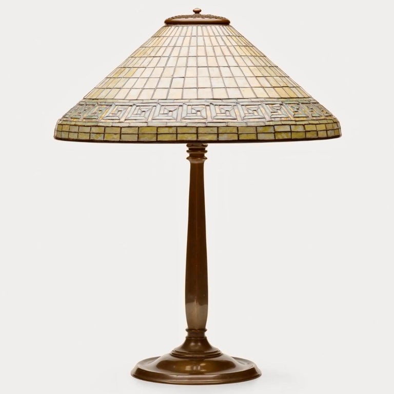 Tiffany Studios Greek Key Table Lamp For Sale at 1stDibs