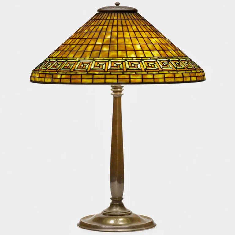 Tiffany Studios Greek Key Table Lamp For Sale at 1stDibs