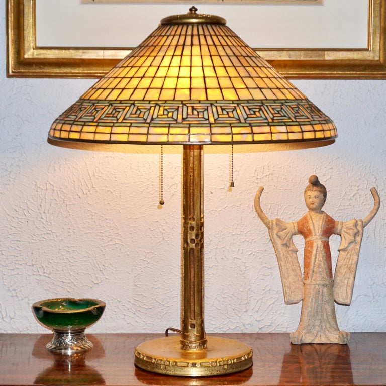 Tiffany Studios Greek Key Table Lamp at 1stDibs