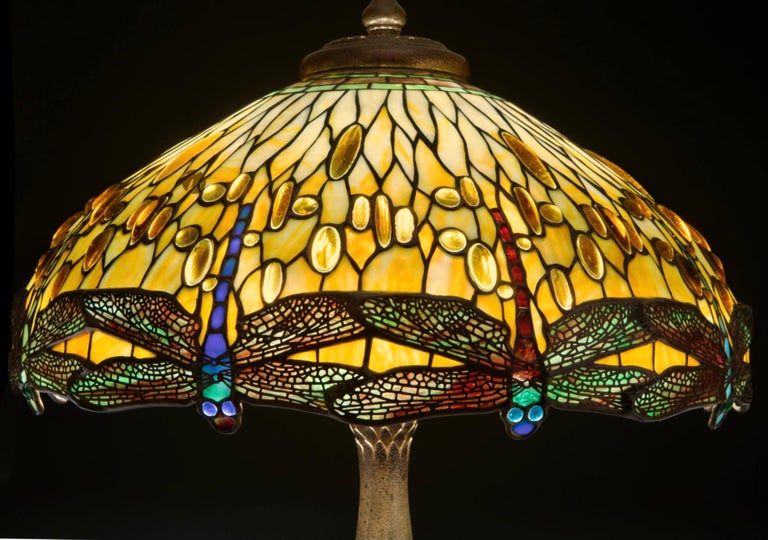 Tiffany Studios Jeweled Drophead Dragonfly Table Lamp For Sale at 1stDibs