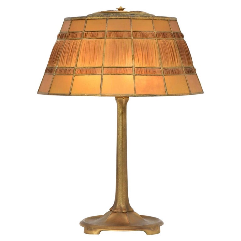 Tiffany Studios Large Linenfold Table Lamp For Sale at 1stDibs