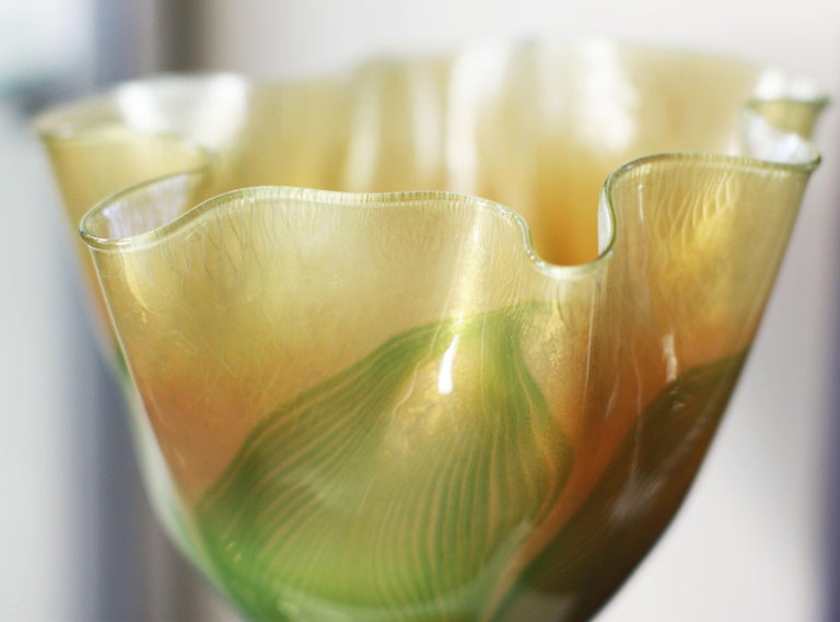 Tiffany Studios Monumental Floriform Favrile Glass Vase Engraved L.C.T ...
