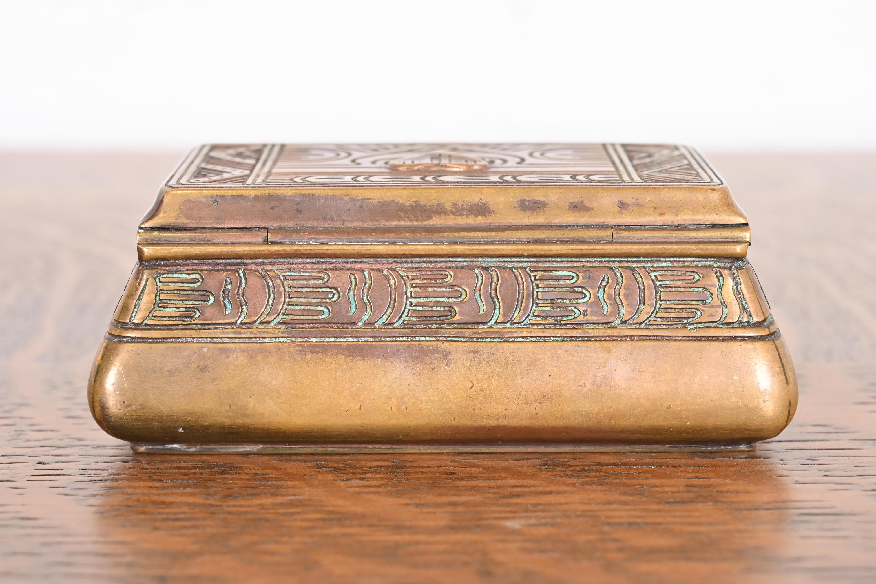 Tiffany Studios New York 'American Indian' Bronze Stamp Box For Sale at ...