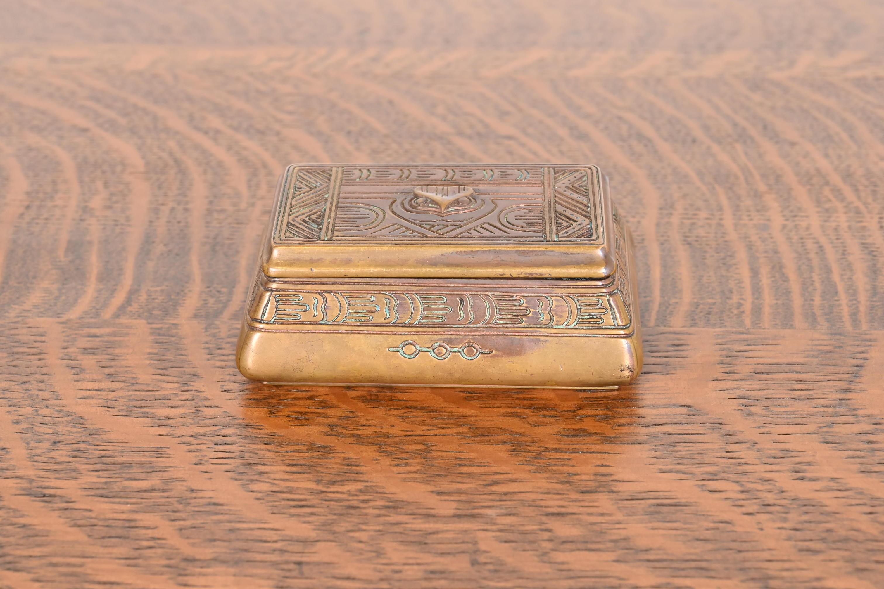 Tiffany Studios New York 'American Indian' Bronze Stamp Box For Sale at ...