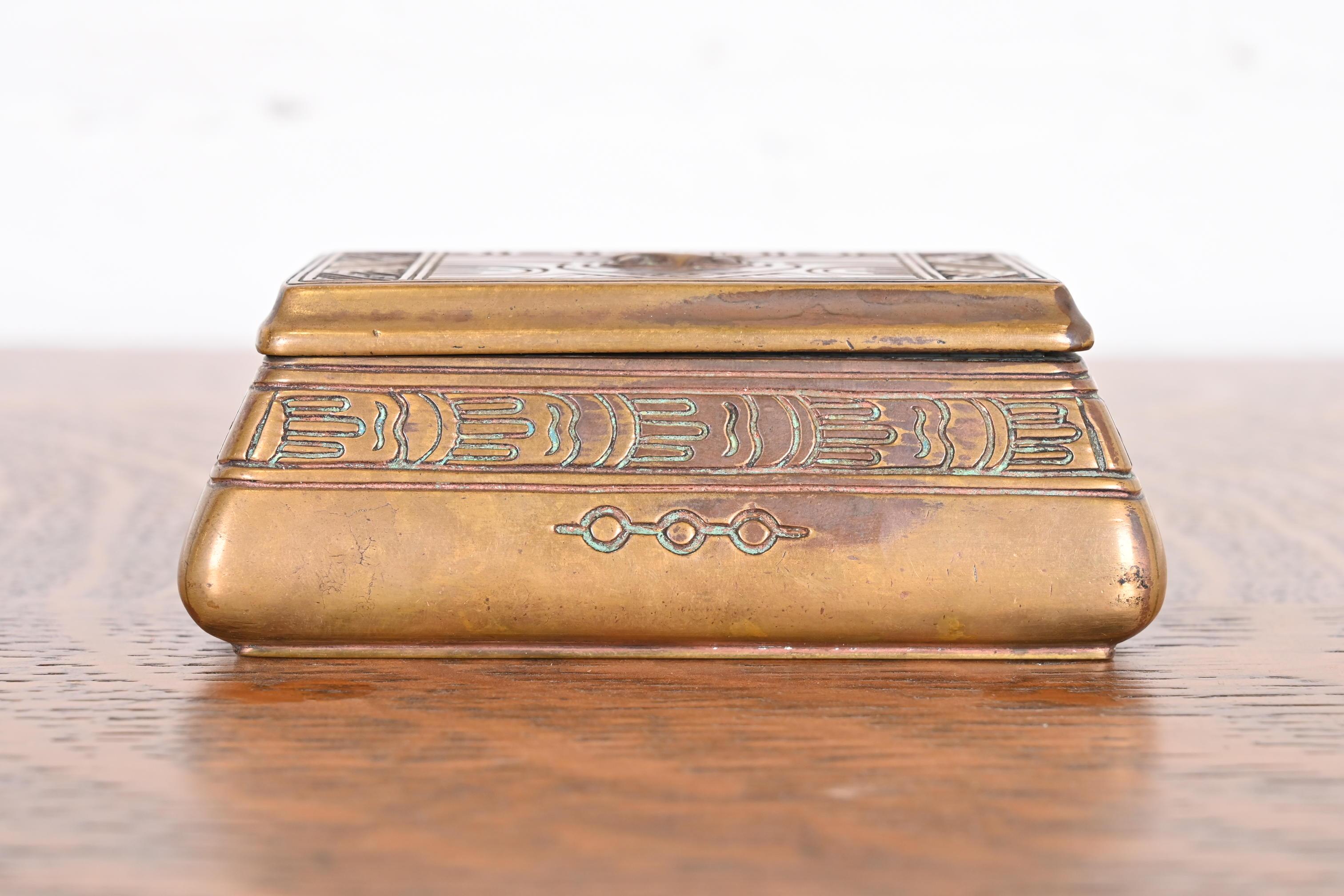 Tiffany Studios New York 'American Indian' Bronze Stamp Box For Sale at ...