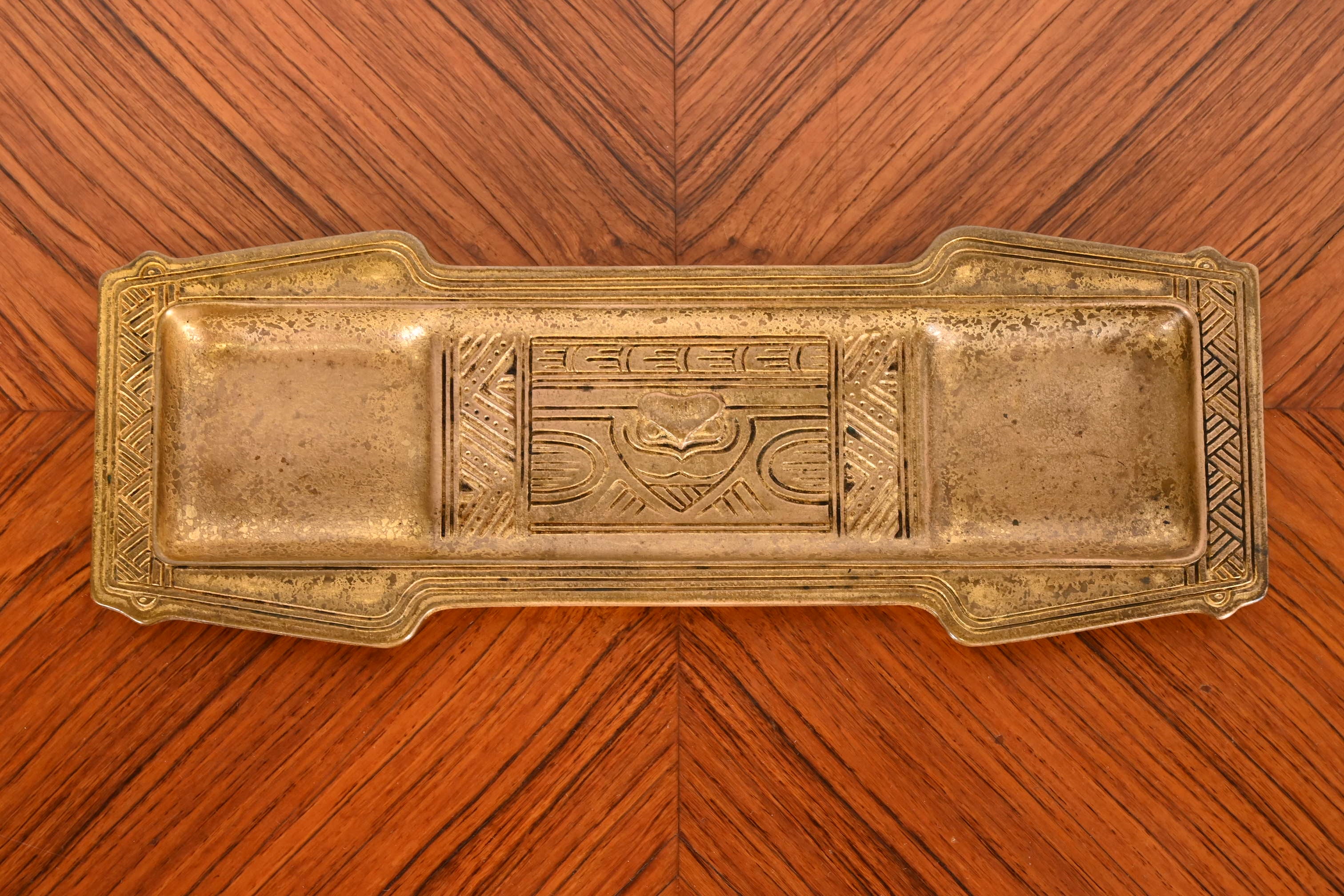 Tiffany Studios New York "American Indian" Gilt Bronze Pen Tray, Circa ...