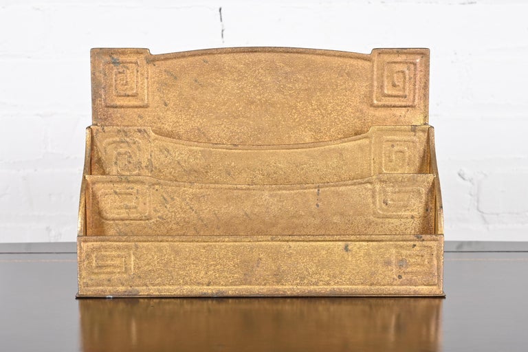 Tiffany Studios New York Art Deco 'Greek Key' Bronze Doré Letter Rack ...