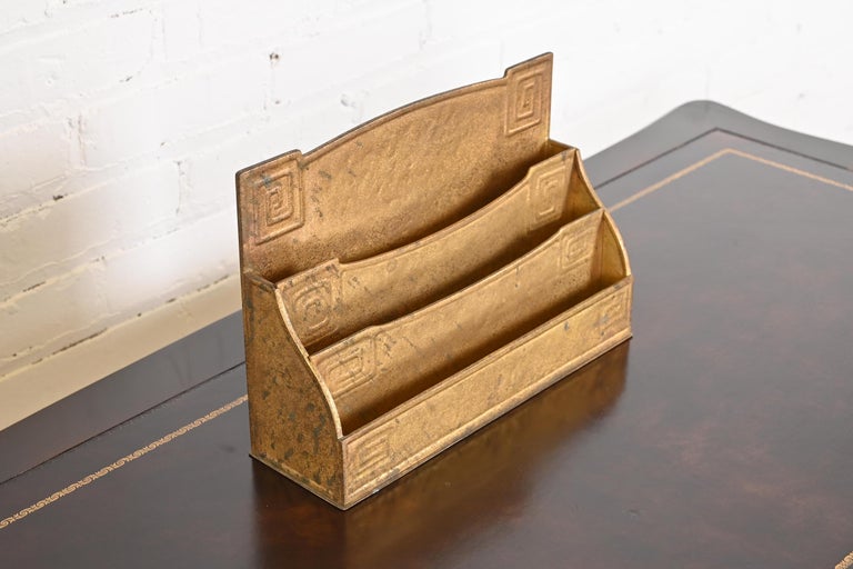 Tiffany Studios New York Art Deco 'Greek Key' Bronze Doré Letter Rack ...