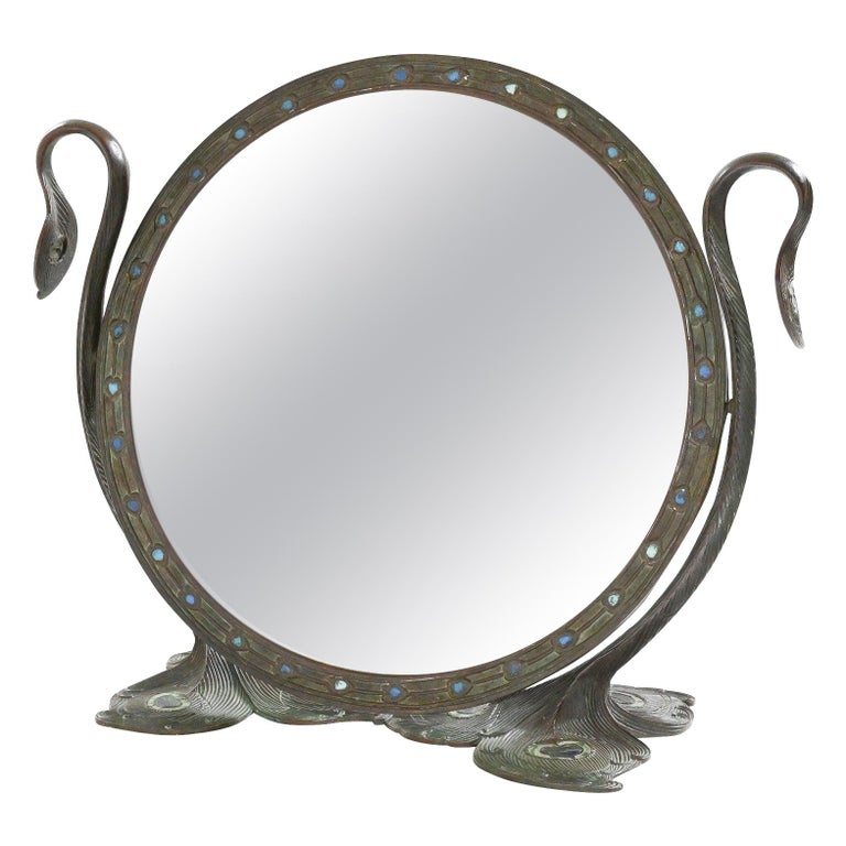 Tiffany Studios New York Glass and Bronze “Peacock” Mirror at 1stDibs