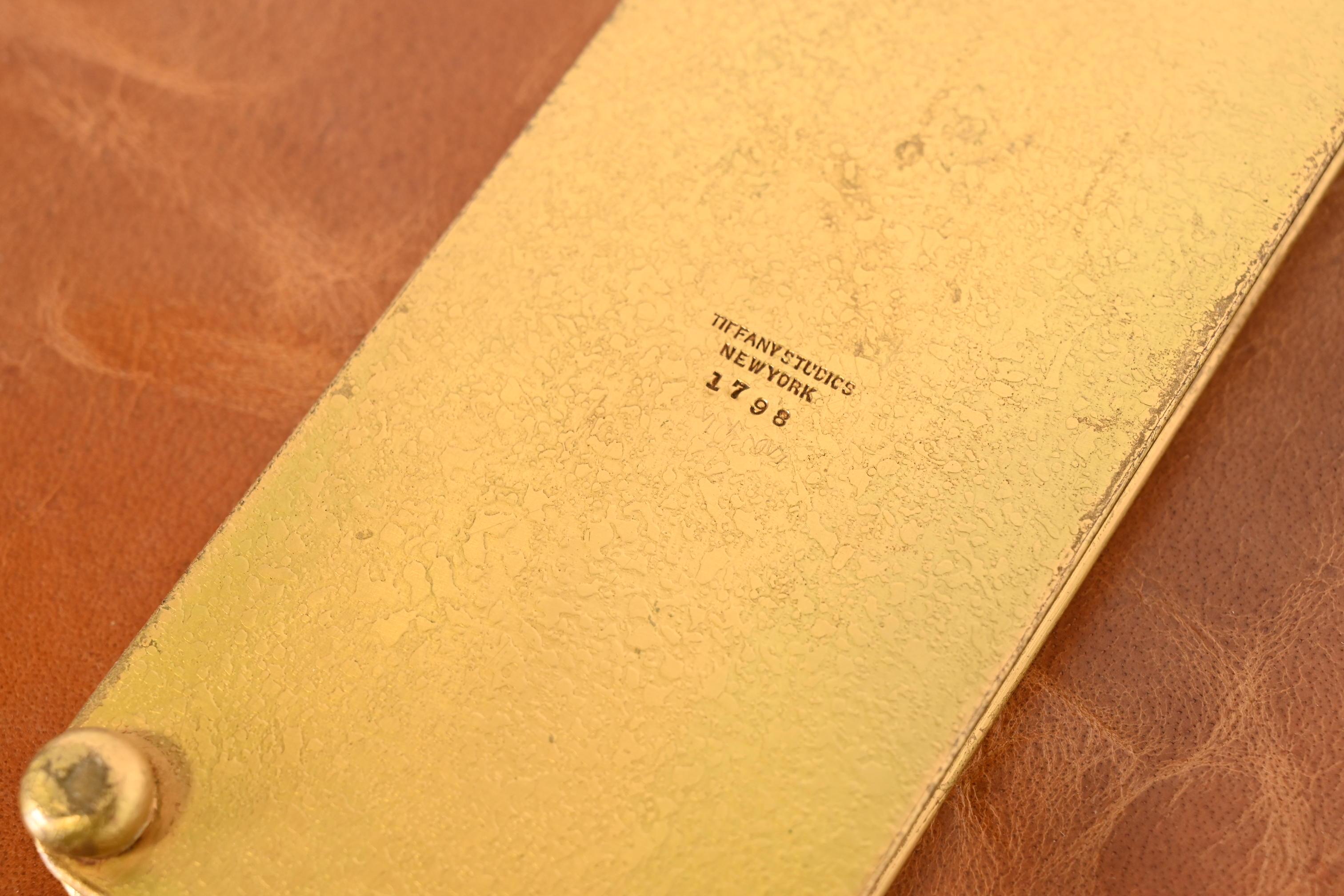 Tiffany Studios New York Graduate Bronze Doré Pen Tray For Sale at 1stDibs