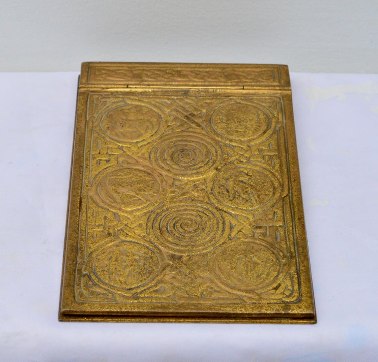 Tiffany Studios Zodiac Series Notepad Holder of Bronze Doré at 1stDibs