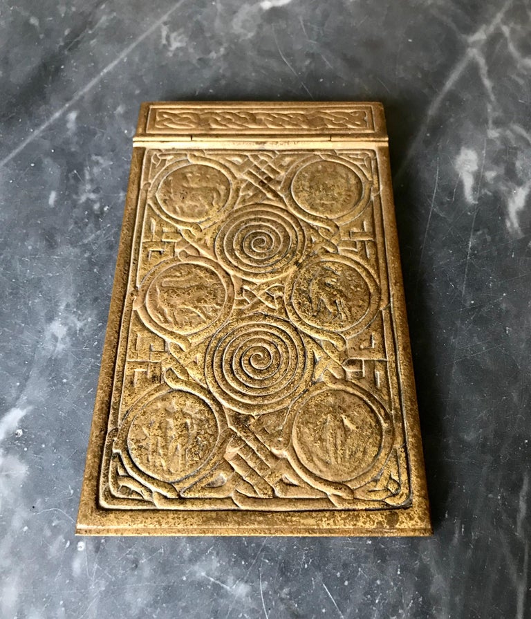Tiffany Studios Zodiac Series Notepad Holder of Bronze Doré at 1stDibs
