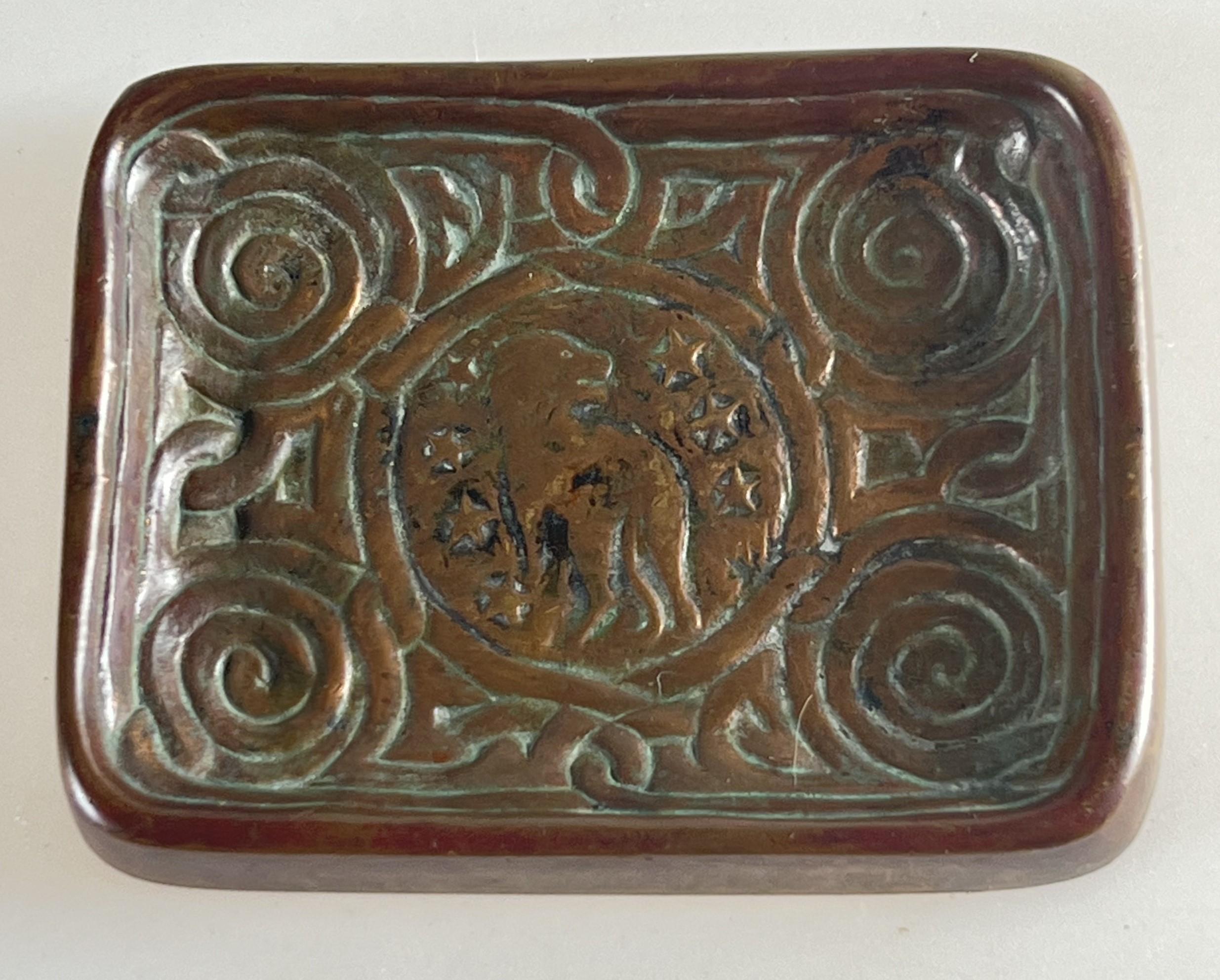 Tiffany Studios Zodiac stamp tray coin or paperweight bronze Arts and ...