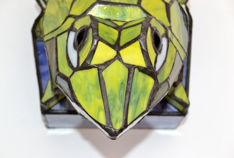 Stained Green Art Glass Frog Table Lamp Animal Sculpture Lamp For Sale ...