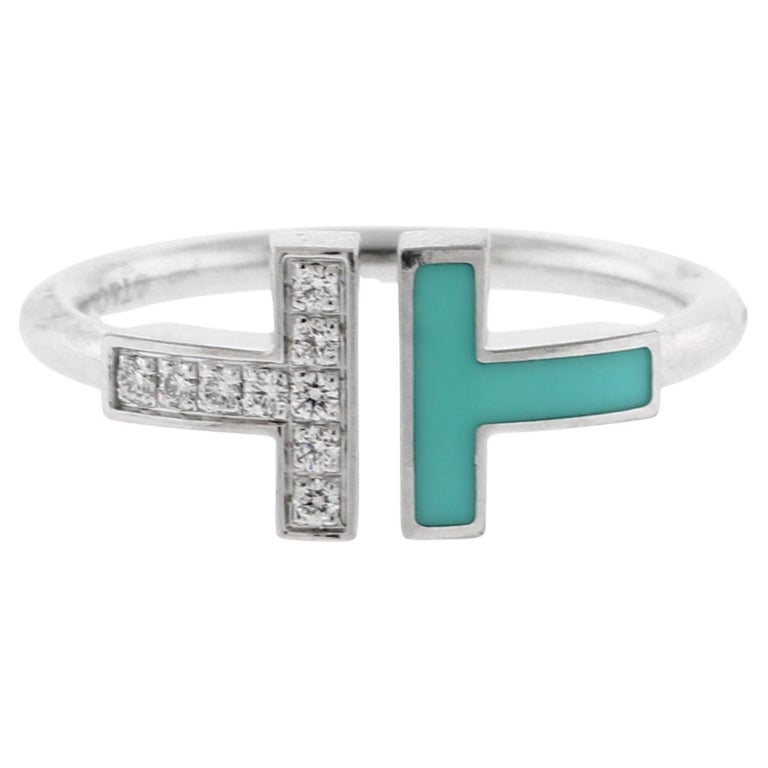 Tiffany and Co. T Diamond and Turquoise Wire Ring For Sale at 1stDibs
