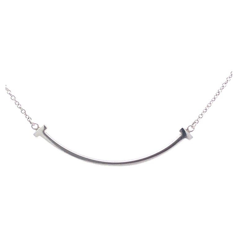 Tiffany and Co. T Small Smile Pendant Necklace in Sterling Silver For ...