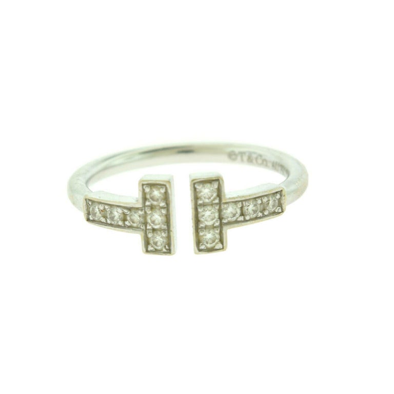Tiffany and Co. T Wire Diamond White Gold Ring For Sale at 1stDibs