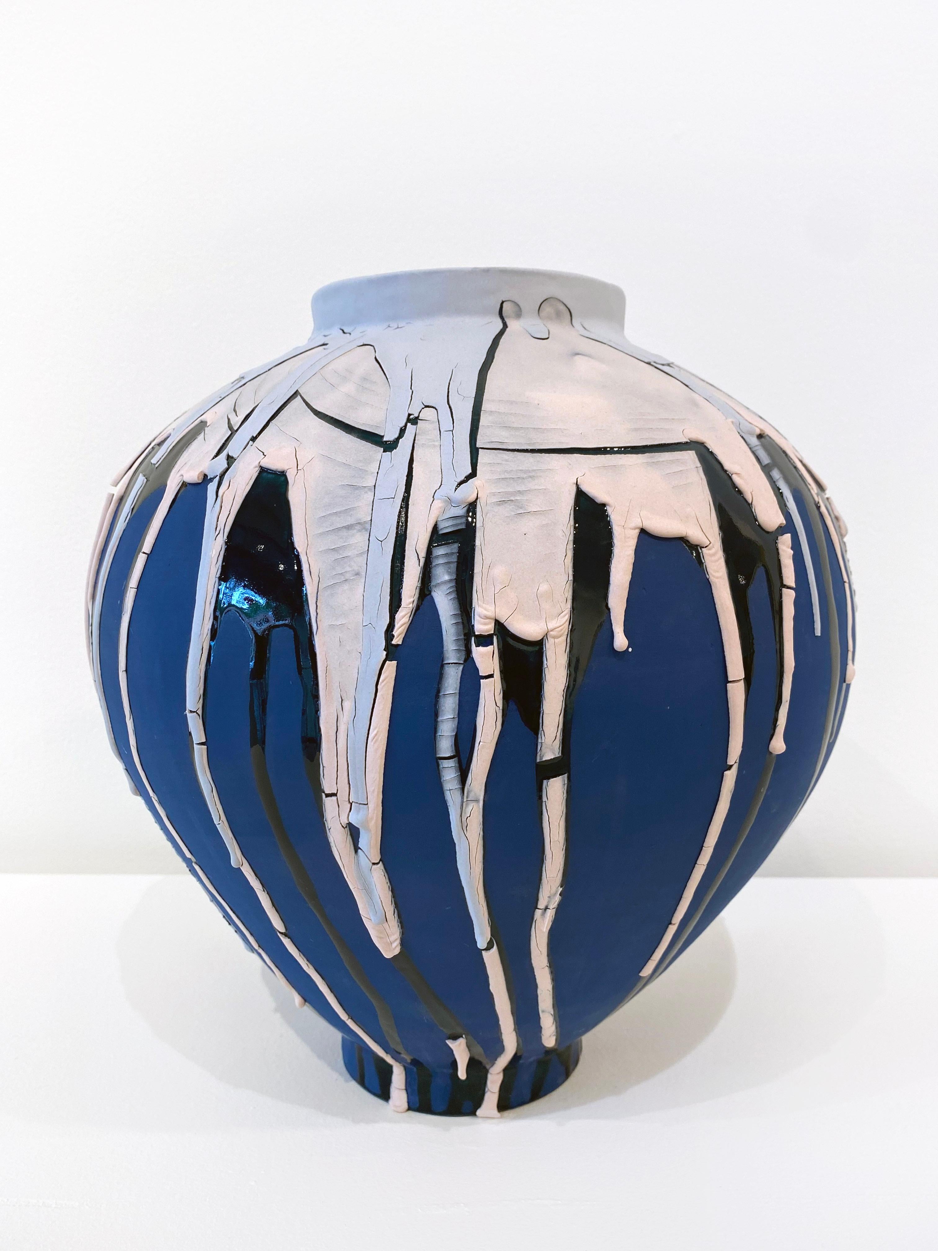 Alison Brannen - "Spotted Blue Moon Jar", ceramic sculpture, porcelain ...