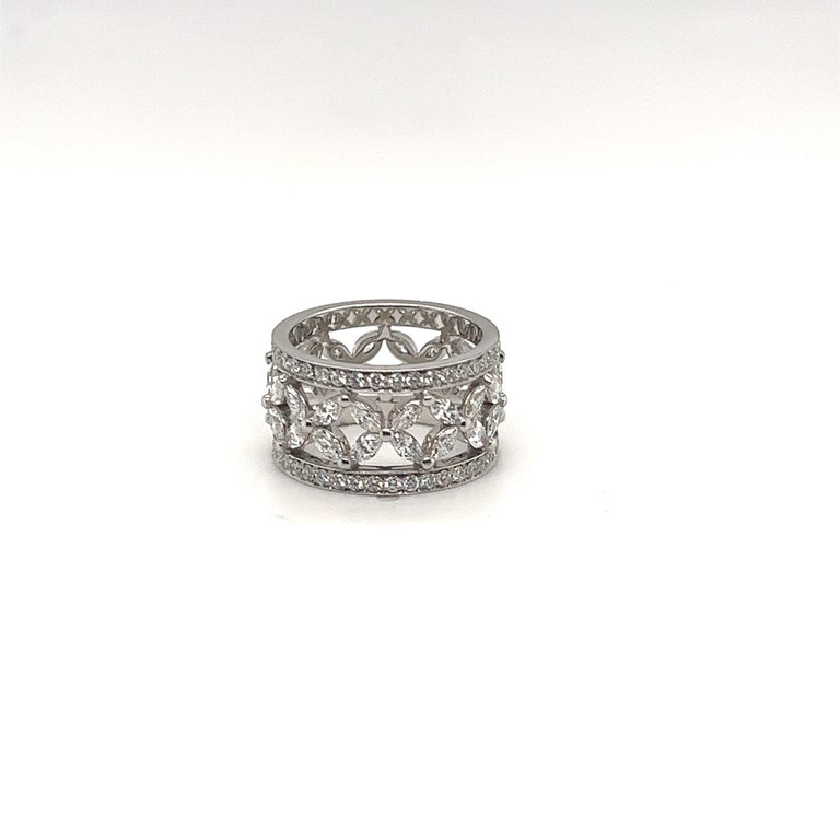 Tiffany and Co. Victoria Platinum and Diamond Band Ring New with Box For Sale at 1stDibs