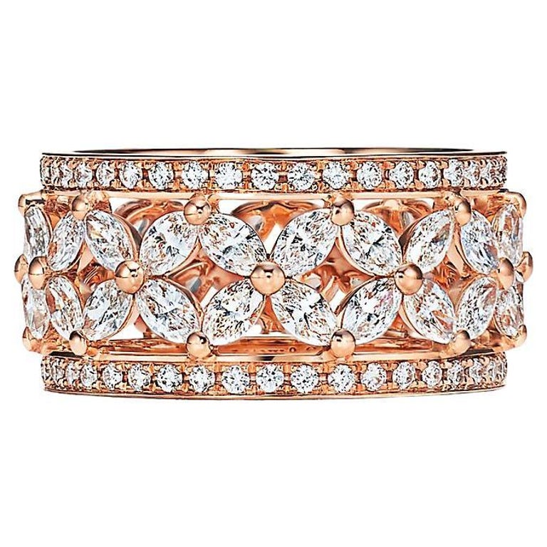 Tiffany and Co. Victoria Rose Gold Diamond Band Ring New with Box For ...