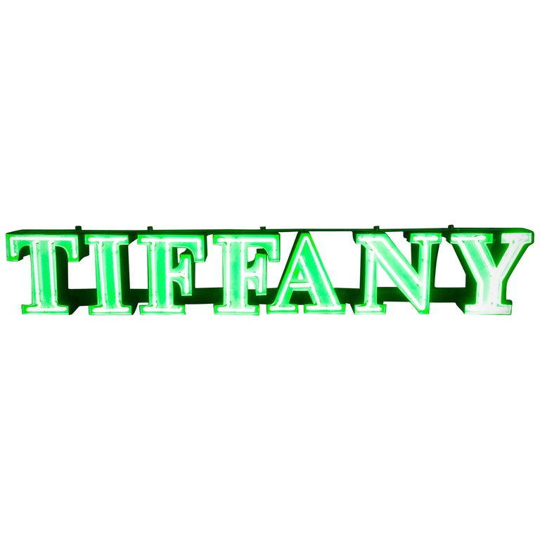 Tiffany Vintage Neon Lettering Advertising Sign, 1970s For Sale at ...