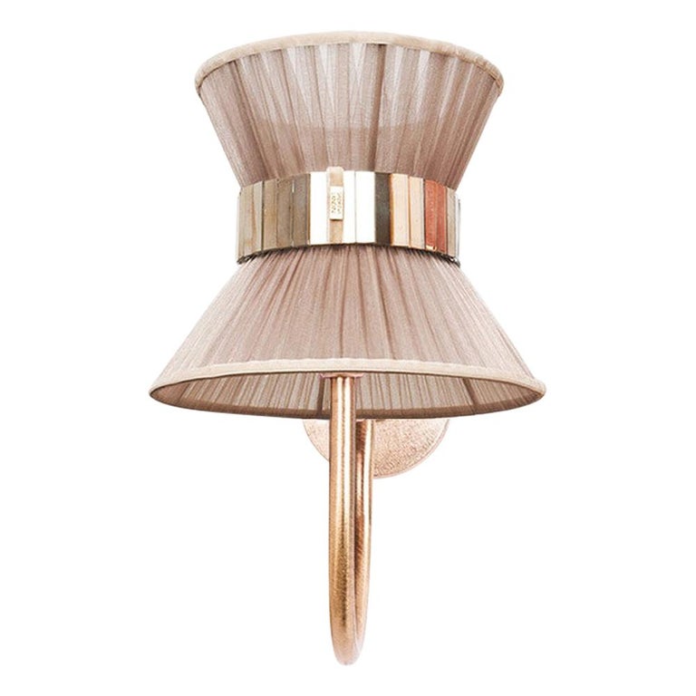 “Tiffany” Wall Bracket 23 Champagne Silk, Antiqued Brass, Silvered ...