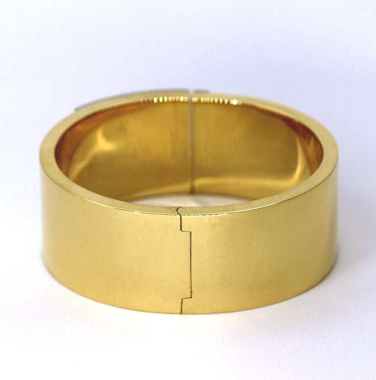 Tiffany and Co. Wide Gold Cuff with Art Deco Inspired Geometric Diamond ...