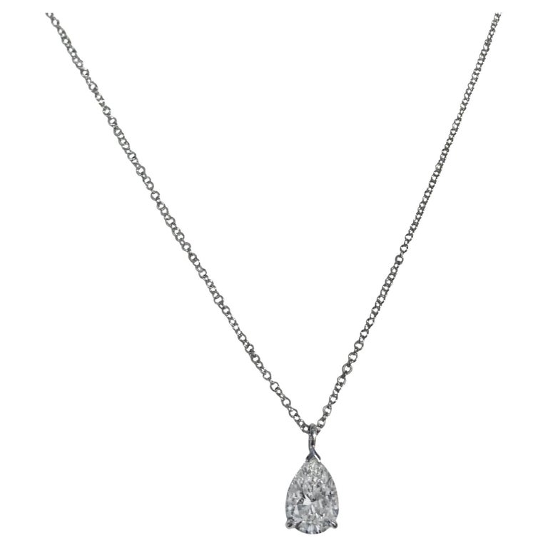 Tiffany and Co. Platinum Pear Shaped Diamond Necklace For Sale at 1stDibs