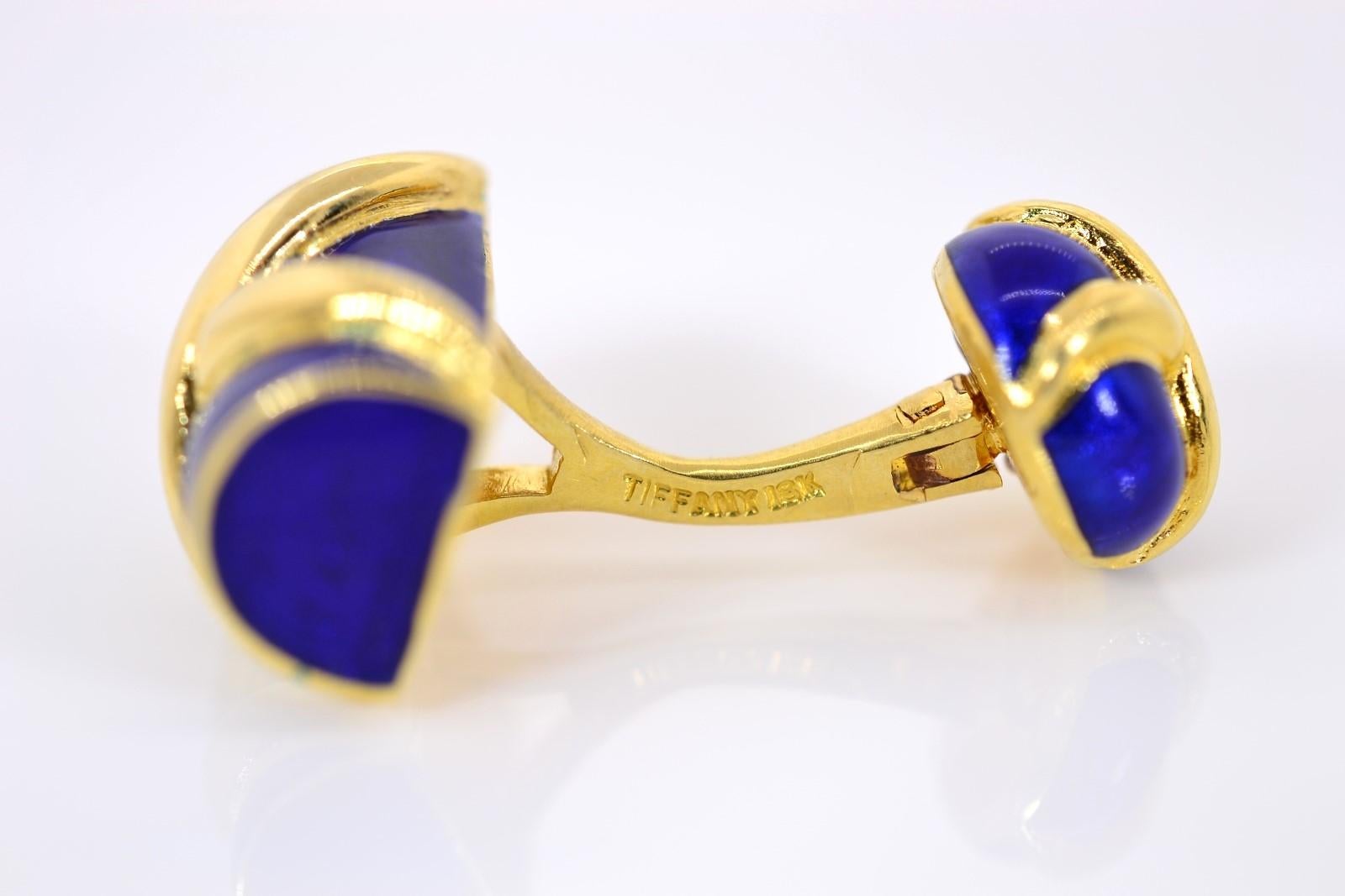 Tiffany and Co. Schlumberger Royal Blue Enamel Cufflink Set at 1stDibs