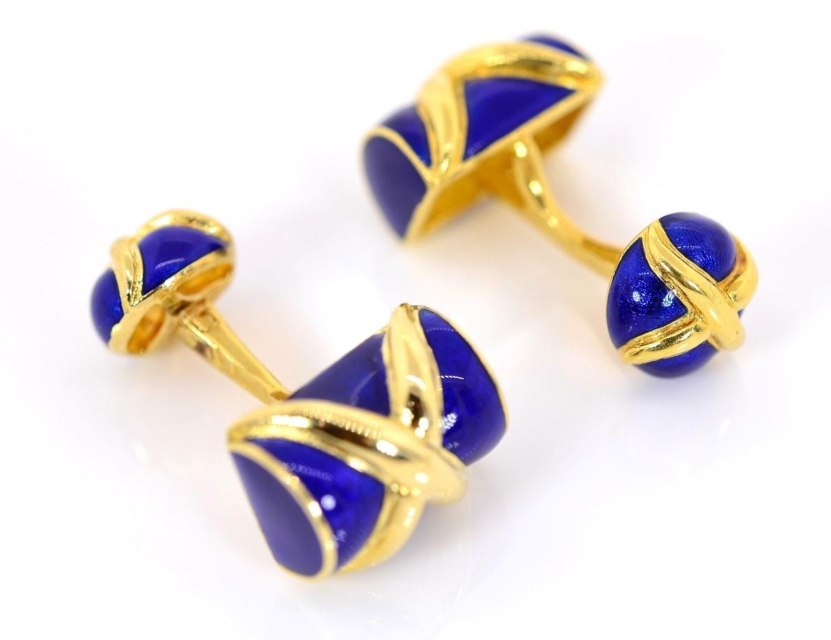 Tiffany and Co. Schlumberger Royal Blue Enamel Cufflink Set at 1stDibs
