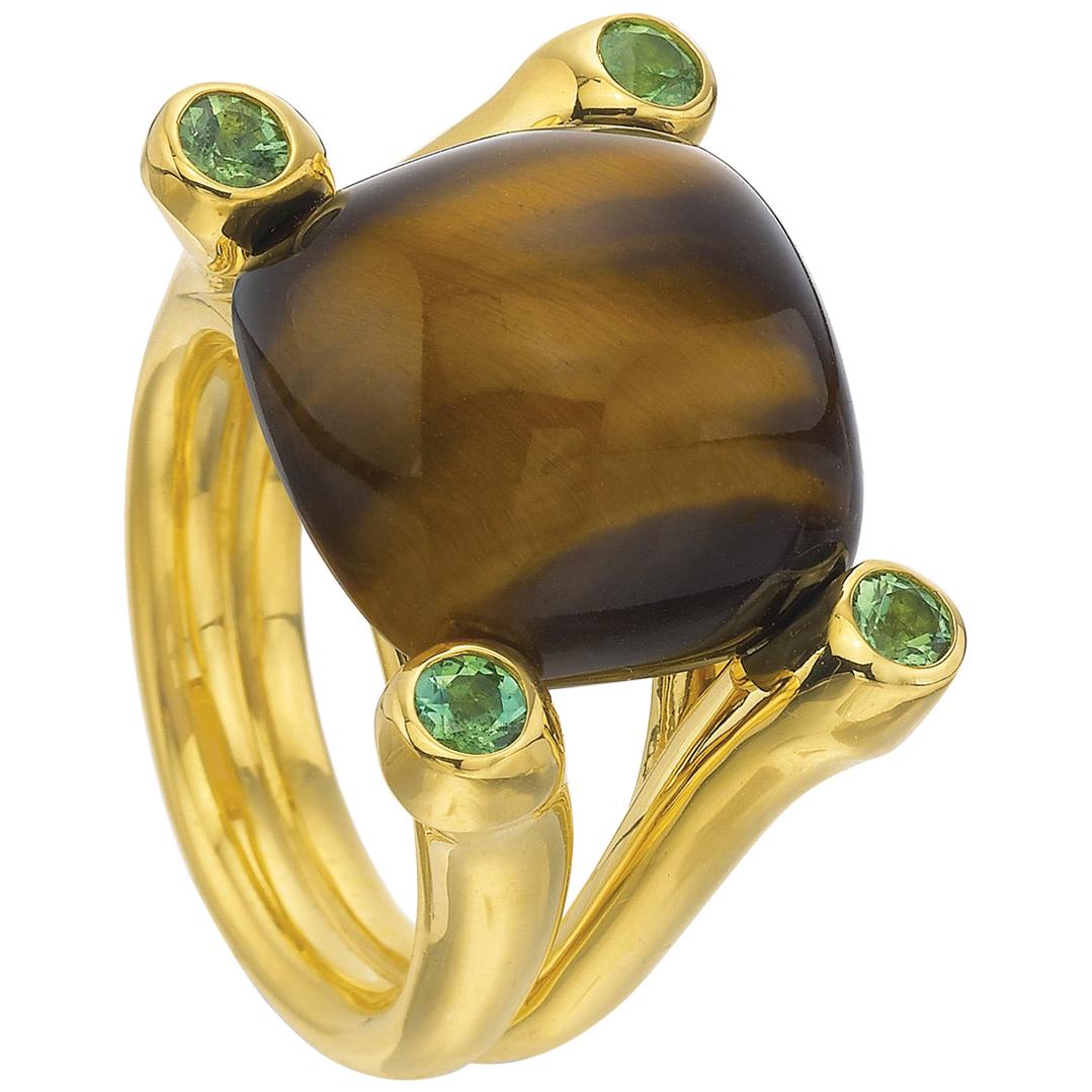 Large Bold Gold and Tiger Eye Ring at 1stDibs