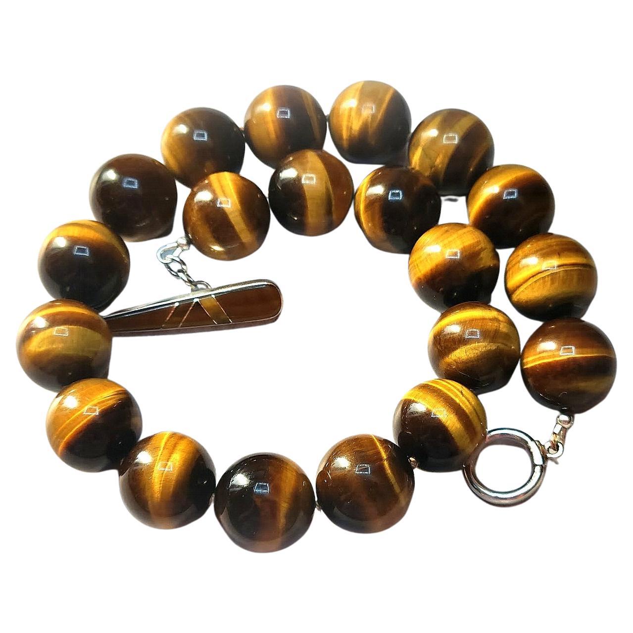 Tiger Eye Gold Necklace at 1stDibs