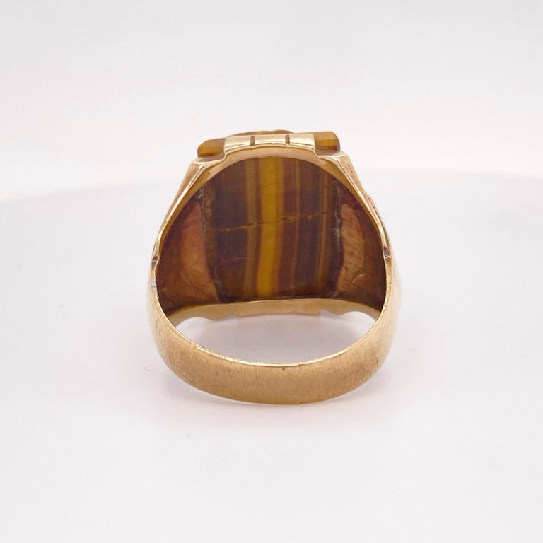 Tiger Eye Ring 1955 Cameo Design Yellow Gold, Warrior Profile ...