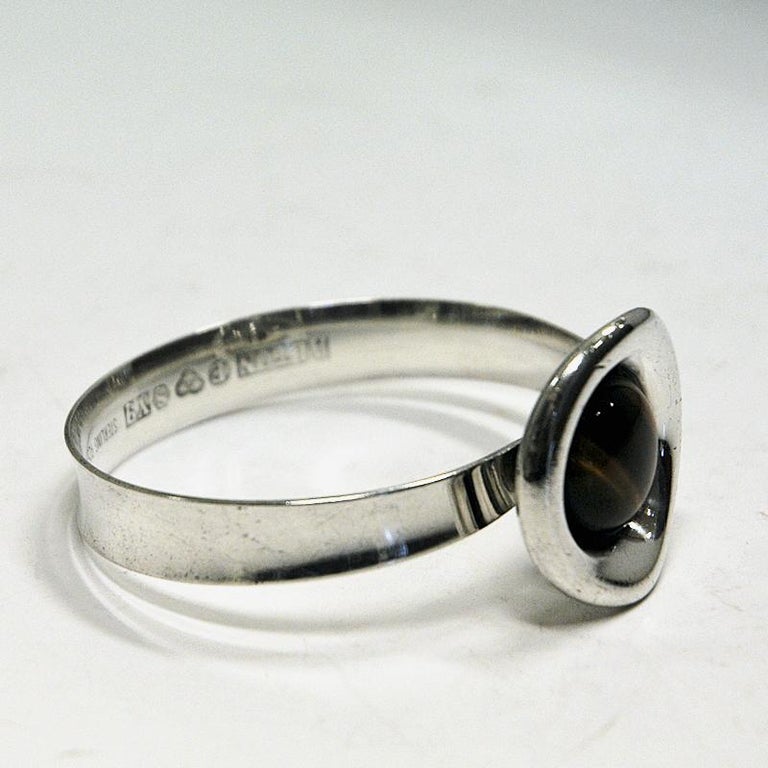 Tiger Eye Silver Bracelet by KE Palmberg for Alton 1973, Sweden at 1stDibs