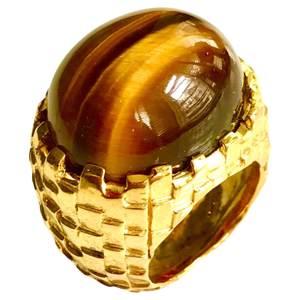 Tiger-Eye 'Tile' Ring For Sale at 1stDibs