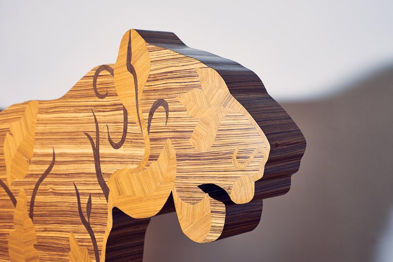 "Tiger" Inlaid Wood Art Piece by Ivan Paradisi, Italy For Sale at 1stDibs